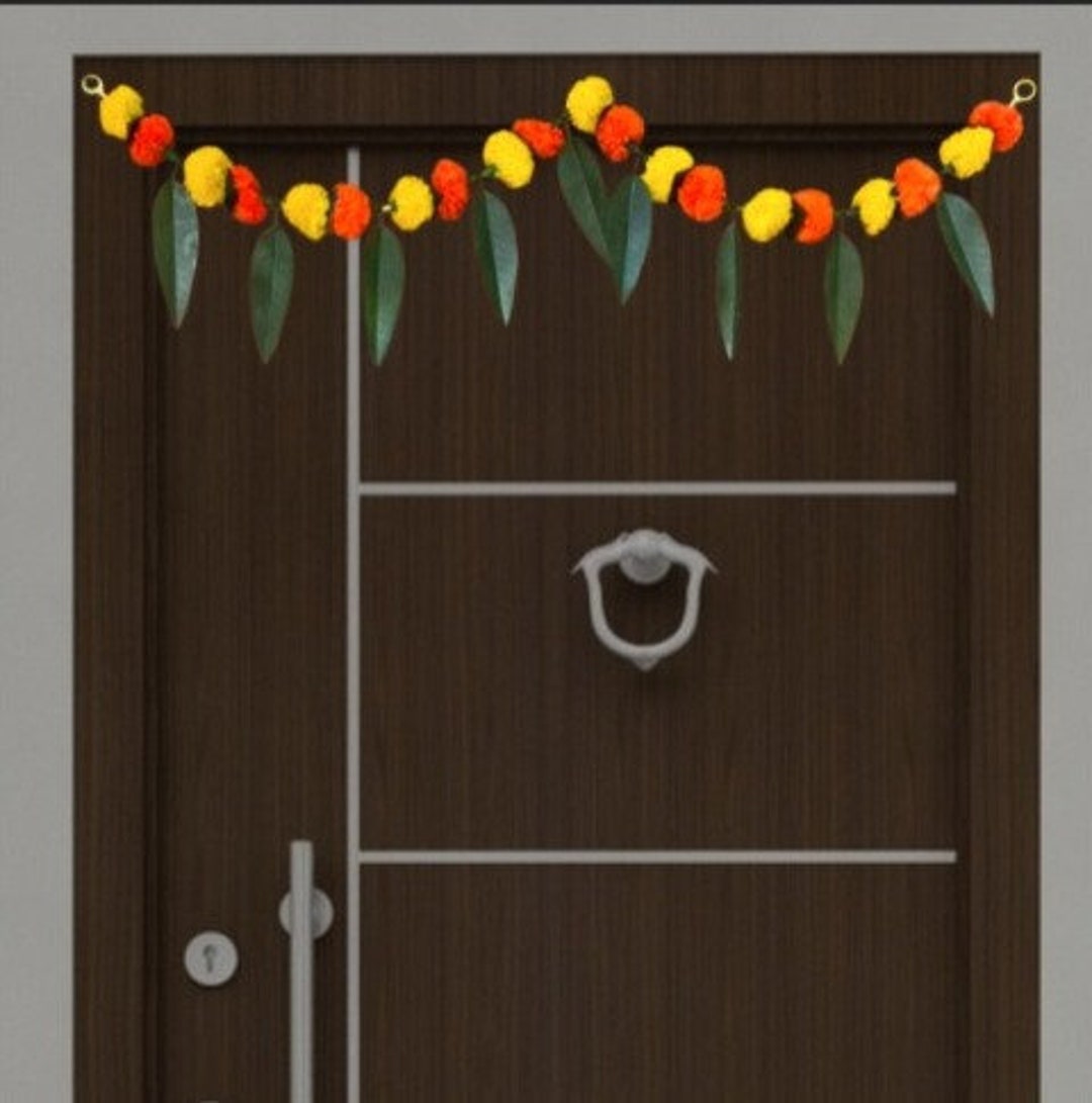 Marigold Mango Leaf Floral Thoran Door Entryway Decor Floral Home ...
