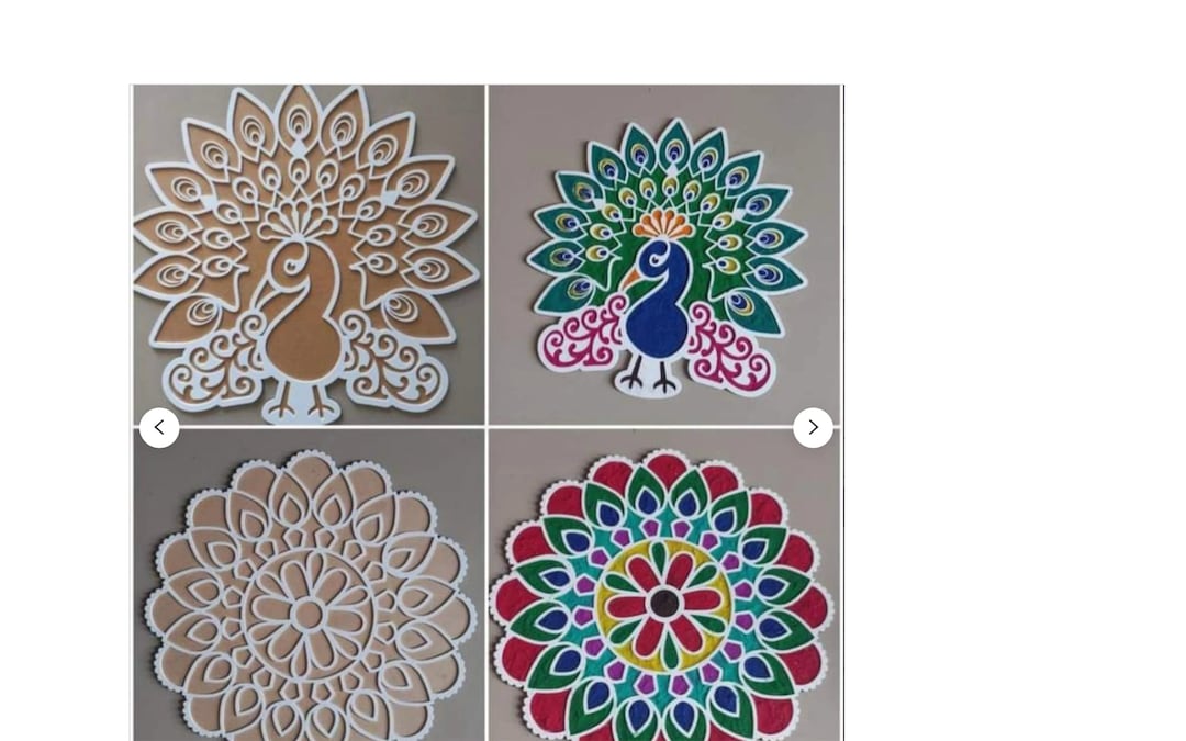 Reusable Rangoli Template Mat With Wooden Base Mdf Rangoli Base 16 ...