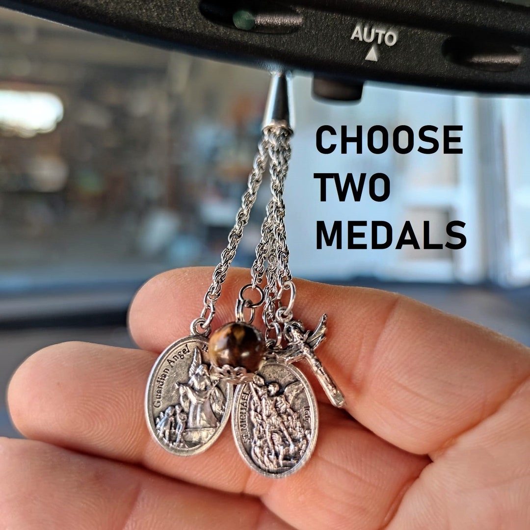 Catholic Car Guardian: Saint Medals and Cross Decoration - Etsy