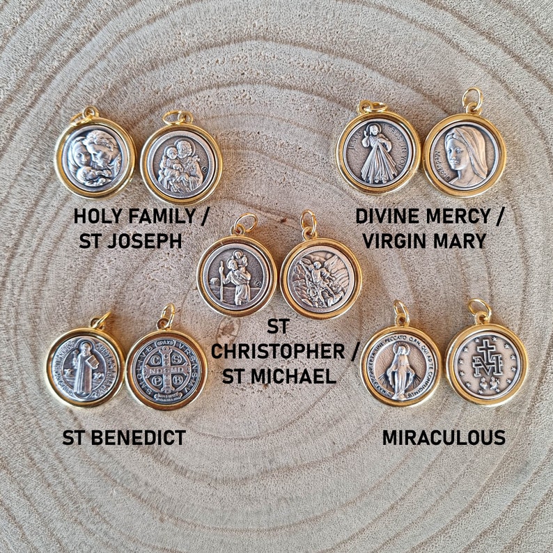 Catholic Chain Necklace St Joseph Medal Necklace Holy Family | Etsy