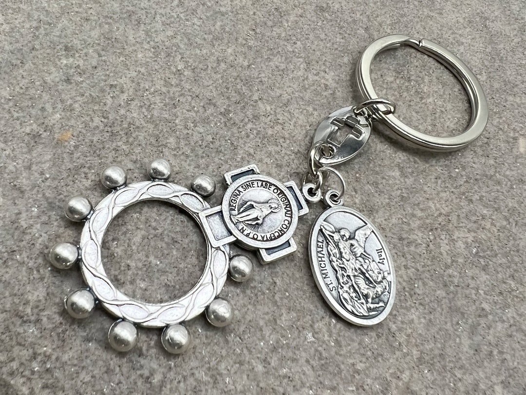 Catholic Rosary Keychain, One Decade Miraculous Ring Mini Chaplet ...