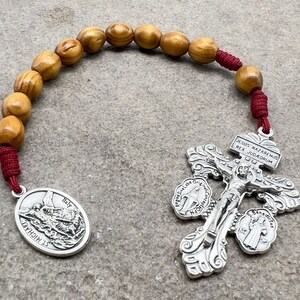 Pardon Crucifix Mini Rosary, Catholic Small Rosary, Wooden Olive Prayer Beads, Choose Your Saint ...