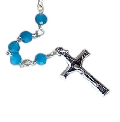 Virgin Mary Blue Rosary With Cross Pendant Prayer Beads - Etsy
