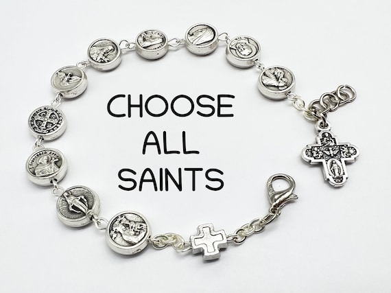 All Saints Bracelet Catholic Saint Medals Chain Bracelet - Etsy