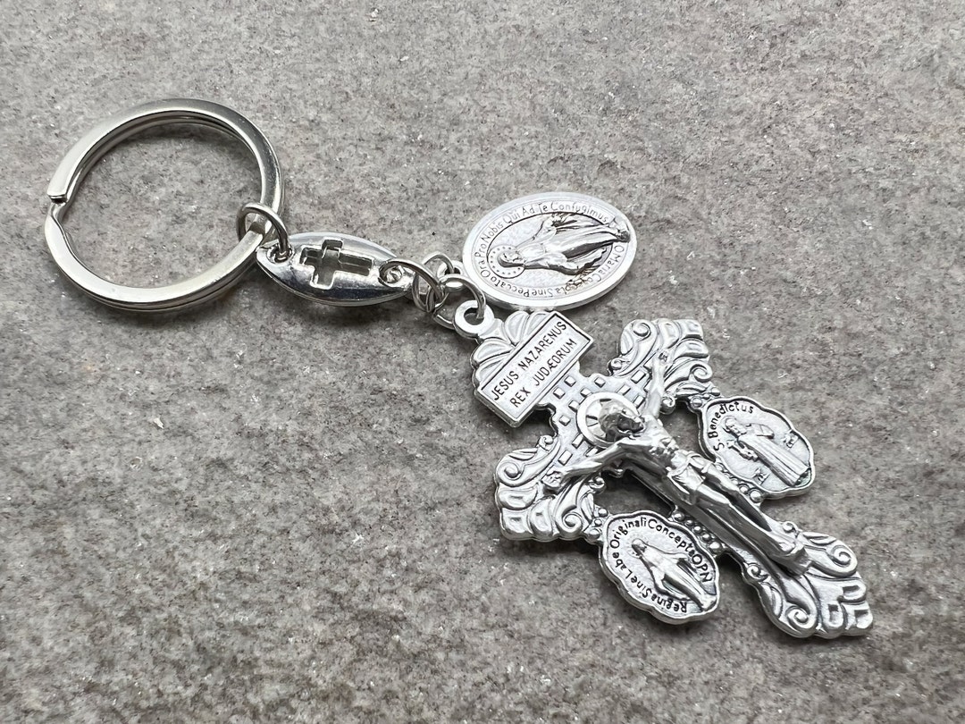 Pardon Crucifix Catholic Keychain, Gift for New Drivers, House Car Keys ...