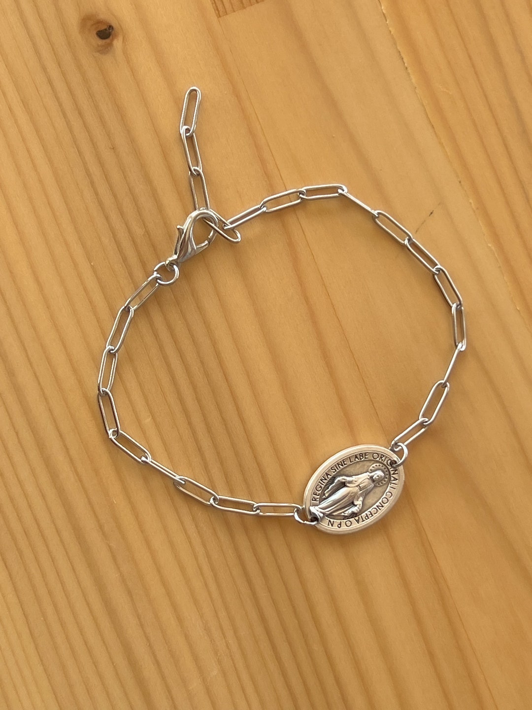 Miraculous Medal Catholic Chain Dainty Bracelet Adjustable Religious ...