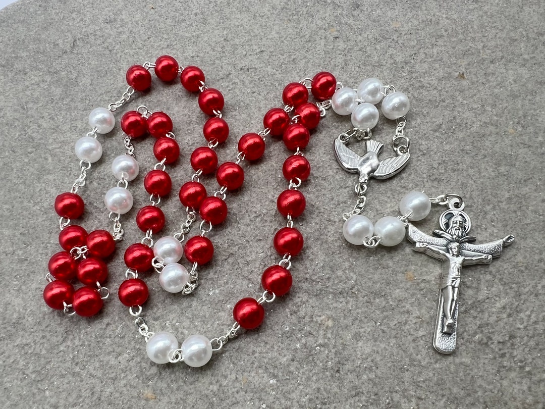 Holy Spirit Rosary Chaplet, Holy Trinity Cross With Colorful Prayer ...