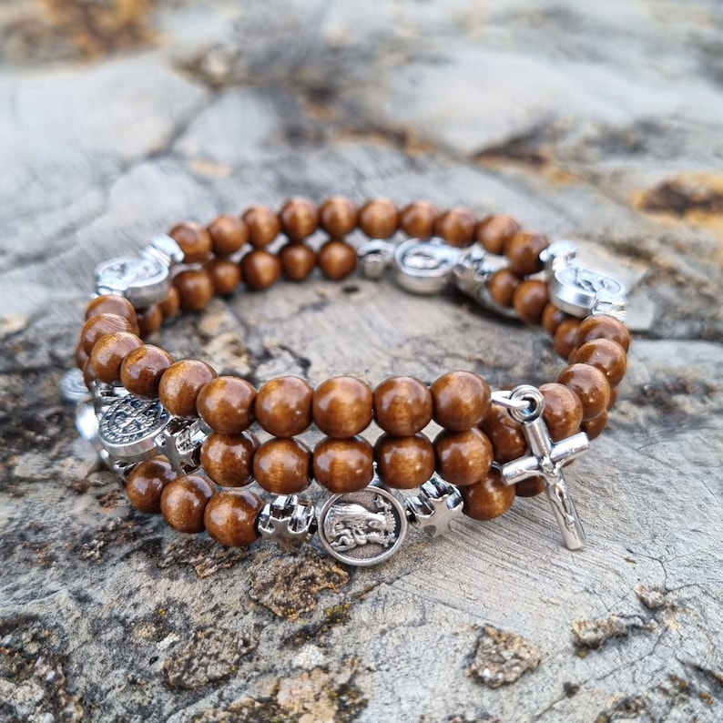 Custom Catholic Bracelet for Women Memory Wire Bracelet With - Etsy