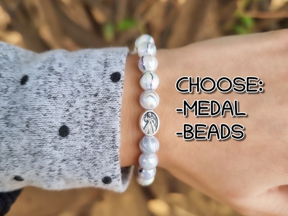 Custom Catholic Saints Bracelet CHOOSE BEADS and SAINT - Etsy