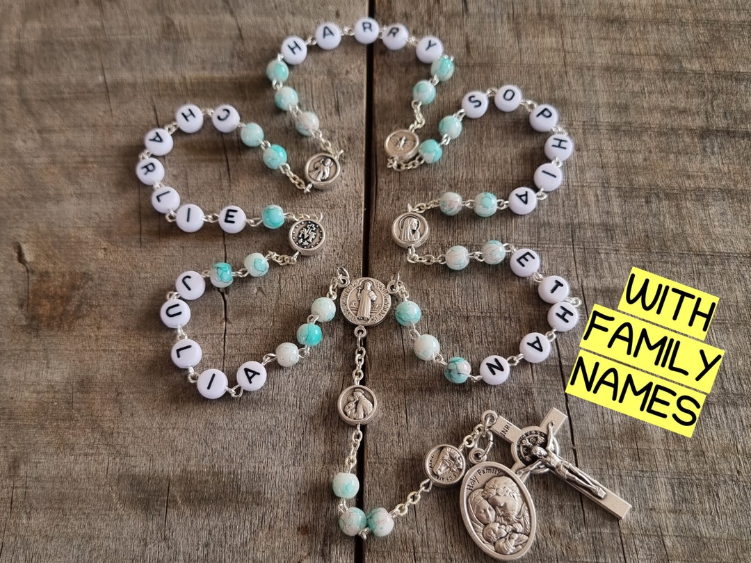 Family Name Custom Rosary, Personalized Rosary With Names, Catholic ...