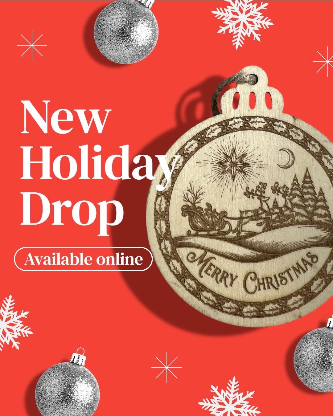 Santa & Reindeer Christmas Tree Wooden Ornament - Etsy