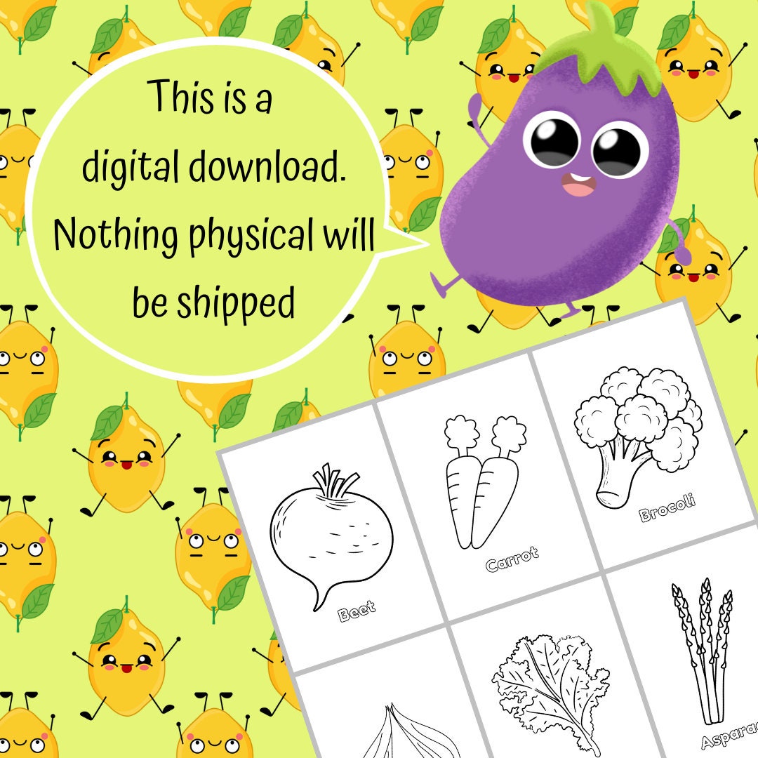 30 Vegetable Coloring Pages Bundle - Instant Download - Educational ...