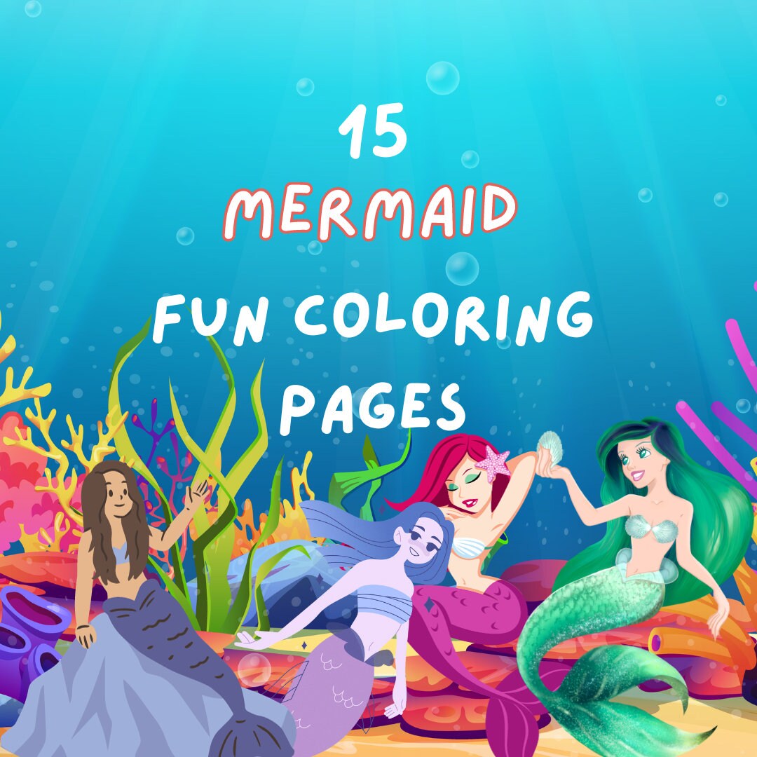 15 Mermaid Coloring Pages - Instant Download - Etsy