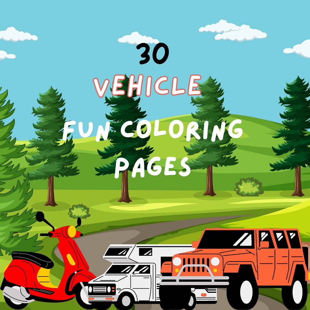 30 Vehicle Coloring Pages Bundle - Instant Download - Educational & Fun ...