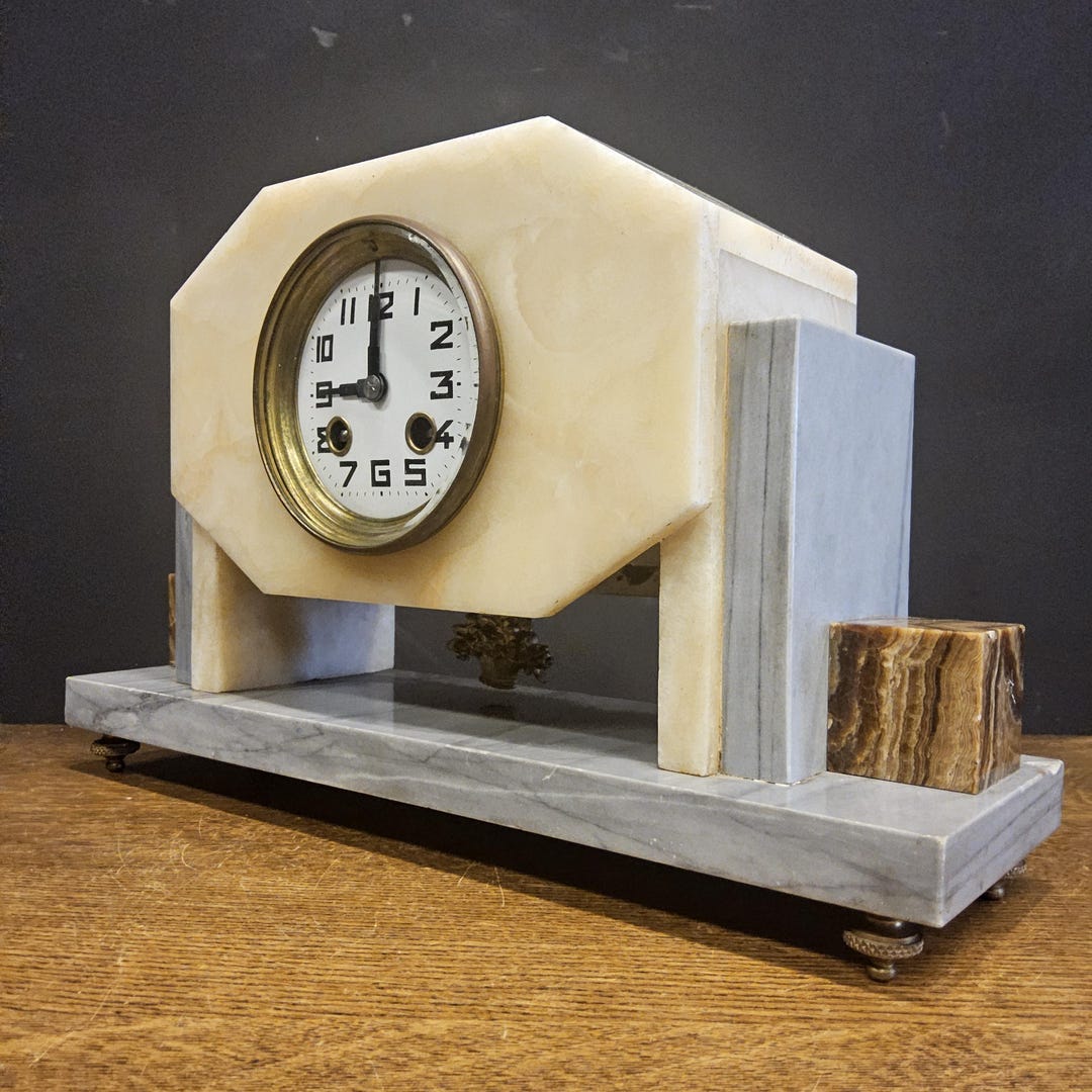 Antique Marble Art Deco Mantle Clock (working) 1920s Clock - Etsy