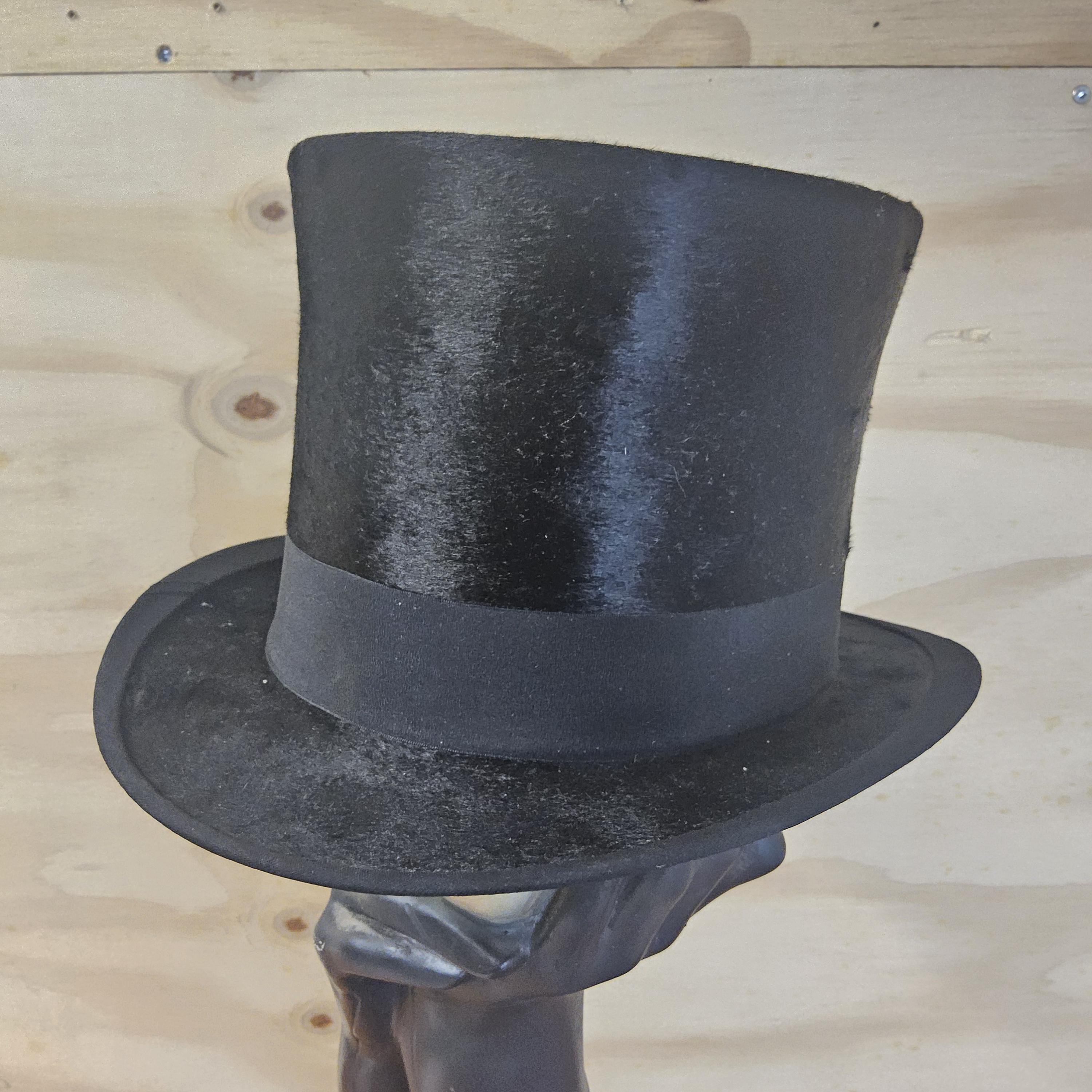Antique Handmade Beaver Felt Top Hat With Original Box (rotterdam ...