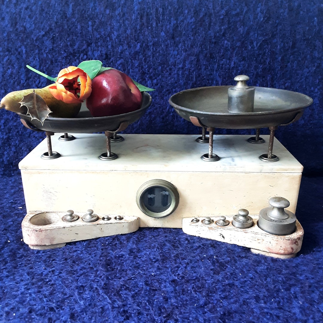 Large Unique Art Deco Style Italian Gold Scale With Weights and Build ...