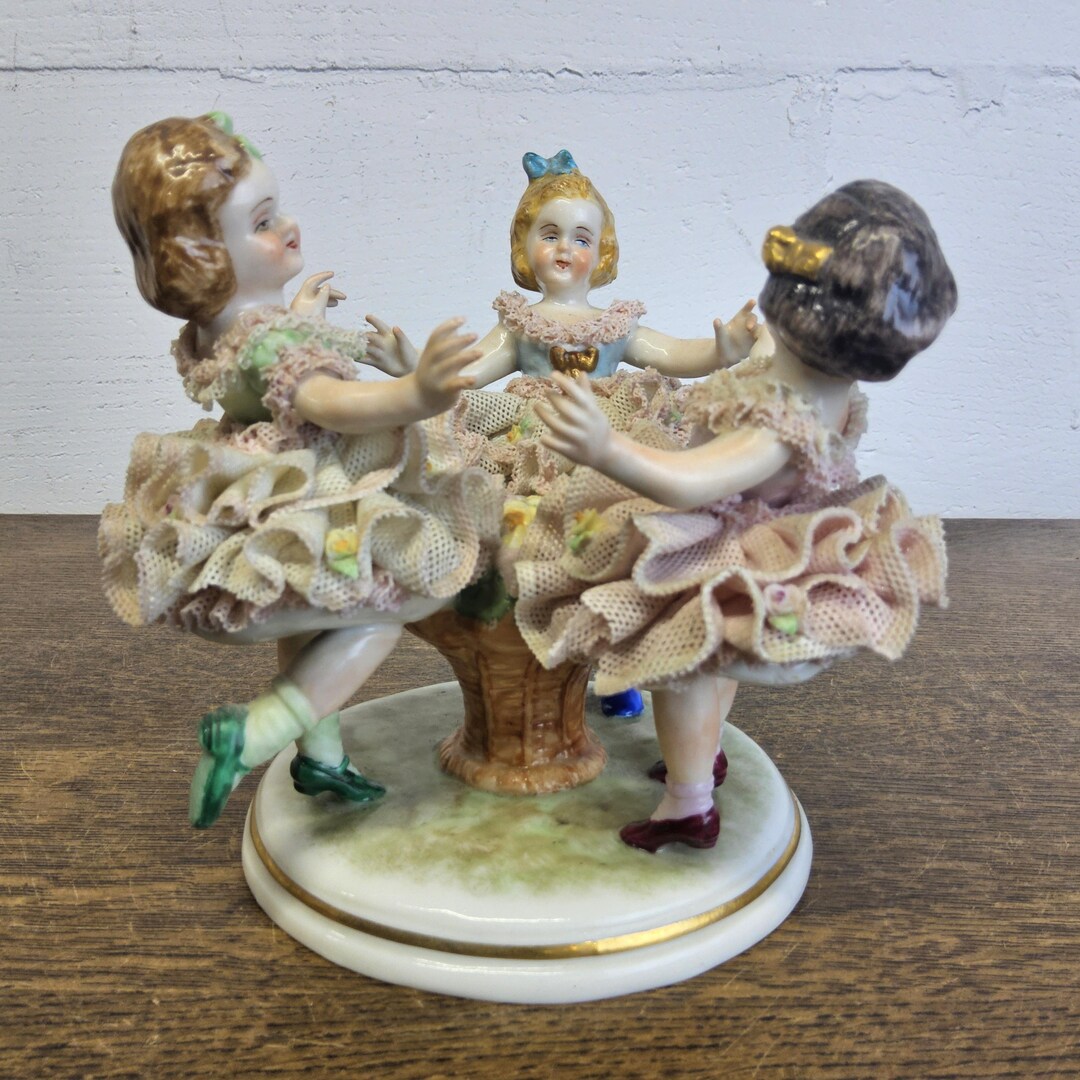 Vintage Irish Dresden Porcelain Figurine (ring Around the Roses ...