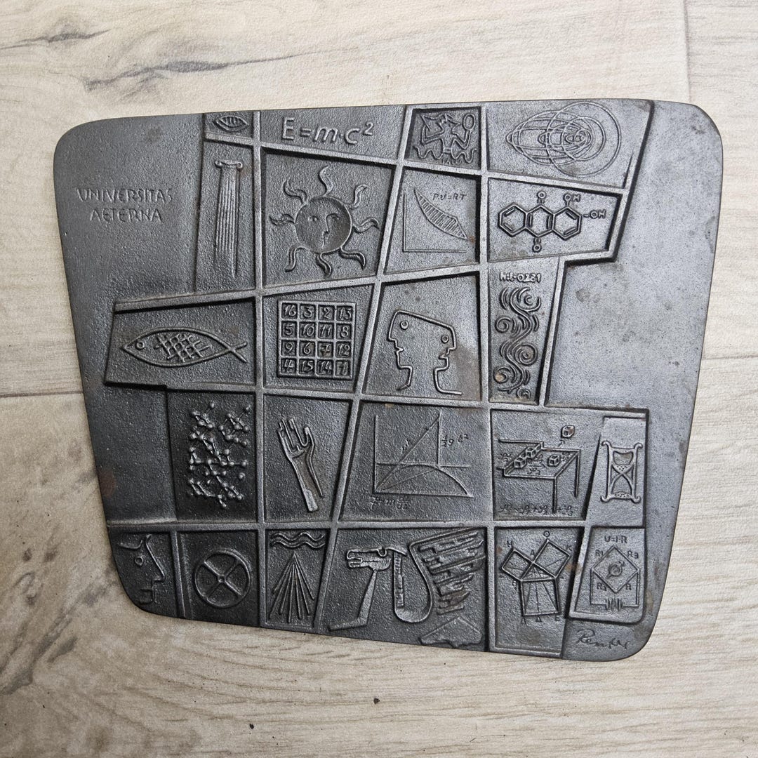 Vintage Cast Iron Universitas Aeterna Erich Fritz Reuters embossed ...