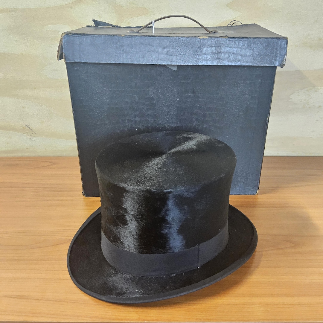 Antique Handmade Beaver Felt Top Hat With Original Box (rotterdam ...