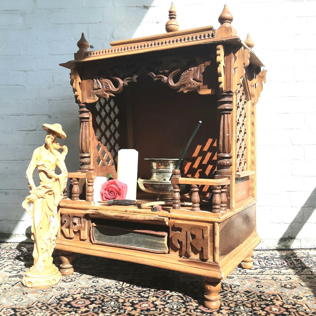 Large Indian Teakwood Shrine 91cm Height / Pooja Mandir / Hindu Temple ...