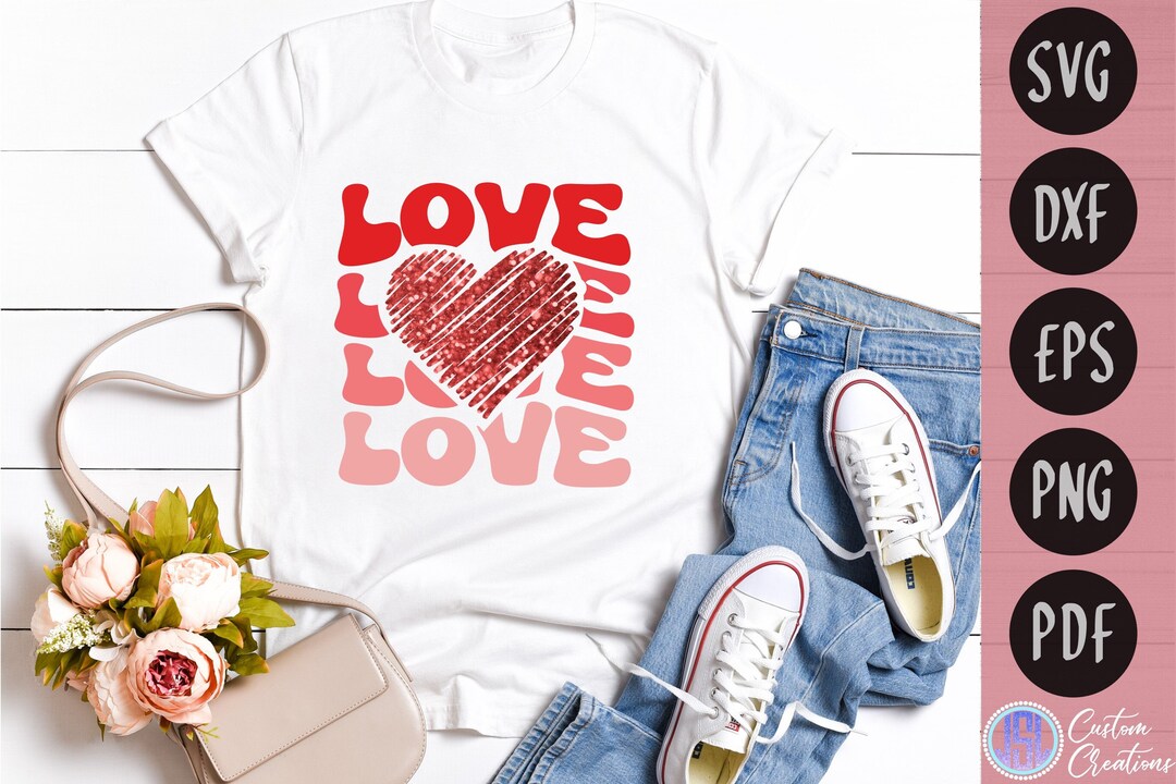 Retro Love Heart SVG Digital Cut File Vintage Valentine's Day - Etsy