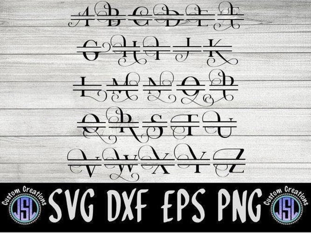 Split Fancy Letter Monogram Frame Set of 26 SVG Digital Cut File ...