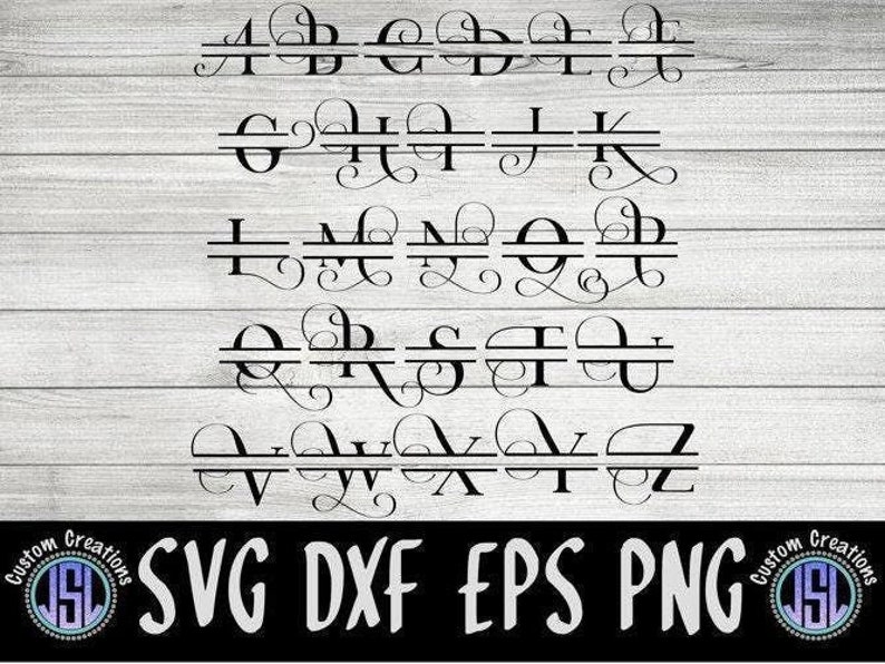 Split Fancy Letter Monogram Frame Set of 26 SVG Digital Cut File ...