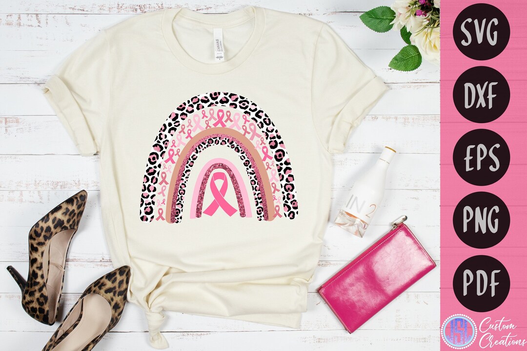 Breast Cancer Awareness Rainbow SVG Digital Cut File - Etsy