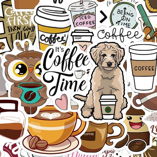 Coffee Sticker Packs Qty 5-50 Coffee Stickers Assorted - Etsy