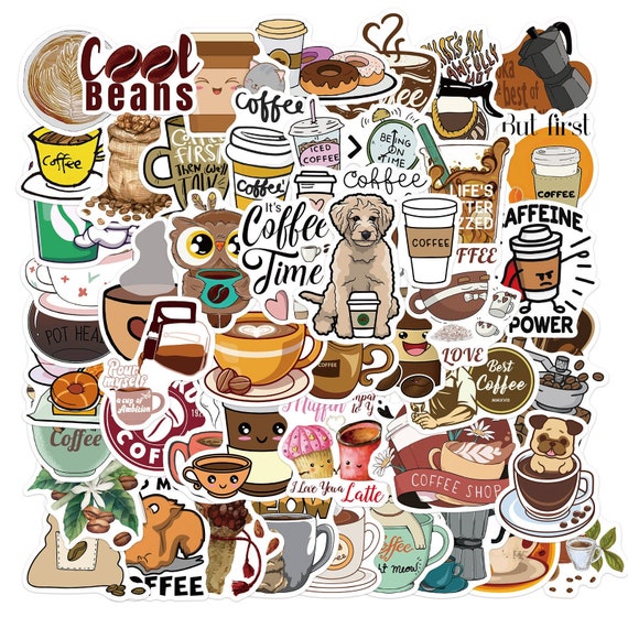 Coffee Sticker Packs Qty 5-50 Coffee Stickers Assorted - Etsy