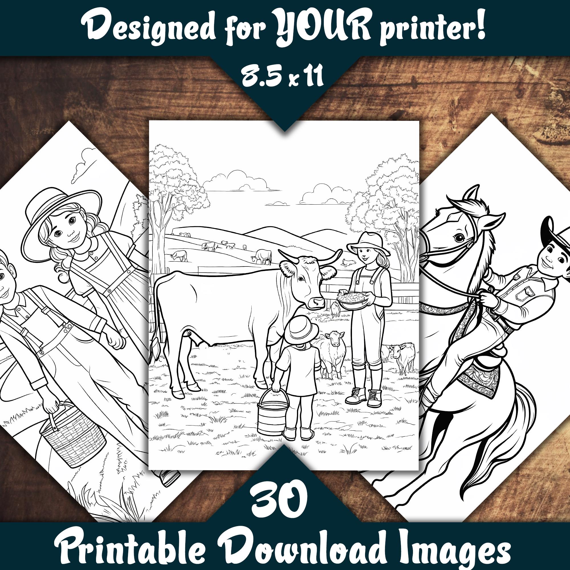 Coloring Book for Kids Farm Life Farm Animal Country Living Children's ...