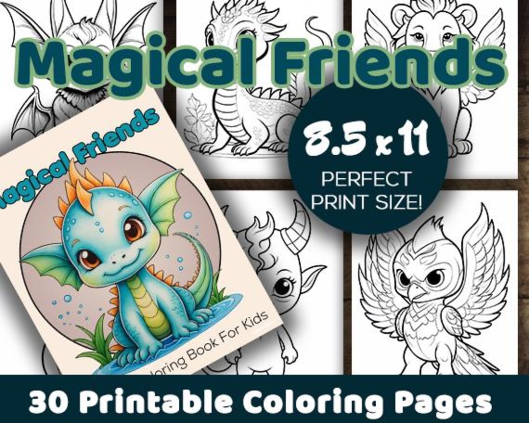 Magical Friends 30 Simple Printable Coloring Pages - Etsy