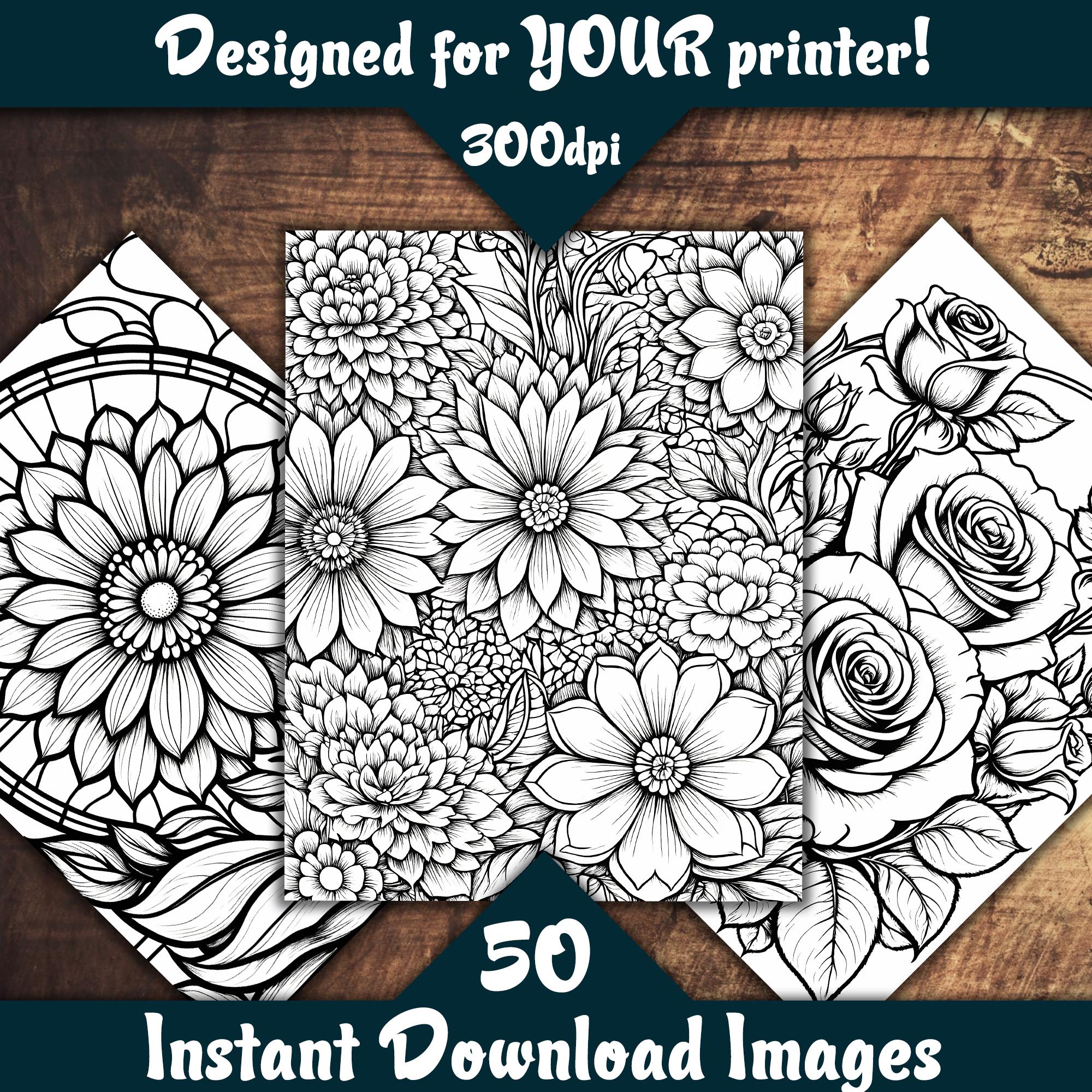 Floral Design Coloring Pages: Bring the Beauty of Flowers to Life | 50 ...