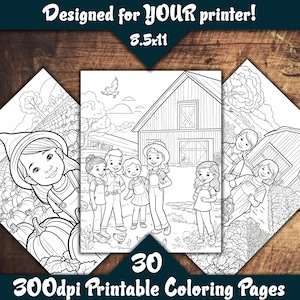 Farm Animals Coloring Book for Kids – 30 Printable Farm Life Pages ...