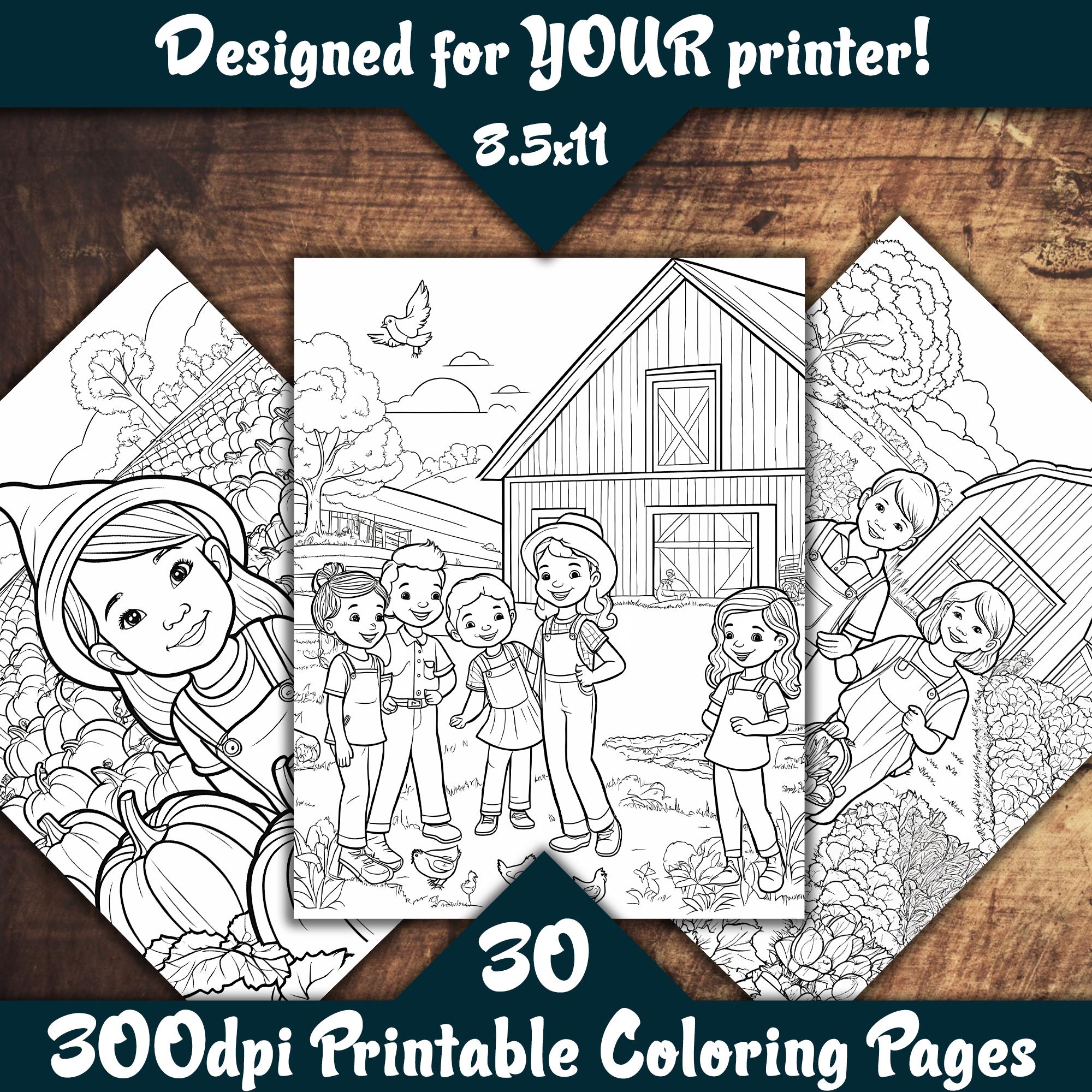 Coloring Book for Kids Farm Life Farm Animal Country Living Children's ...