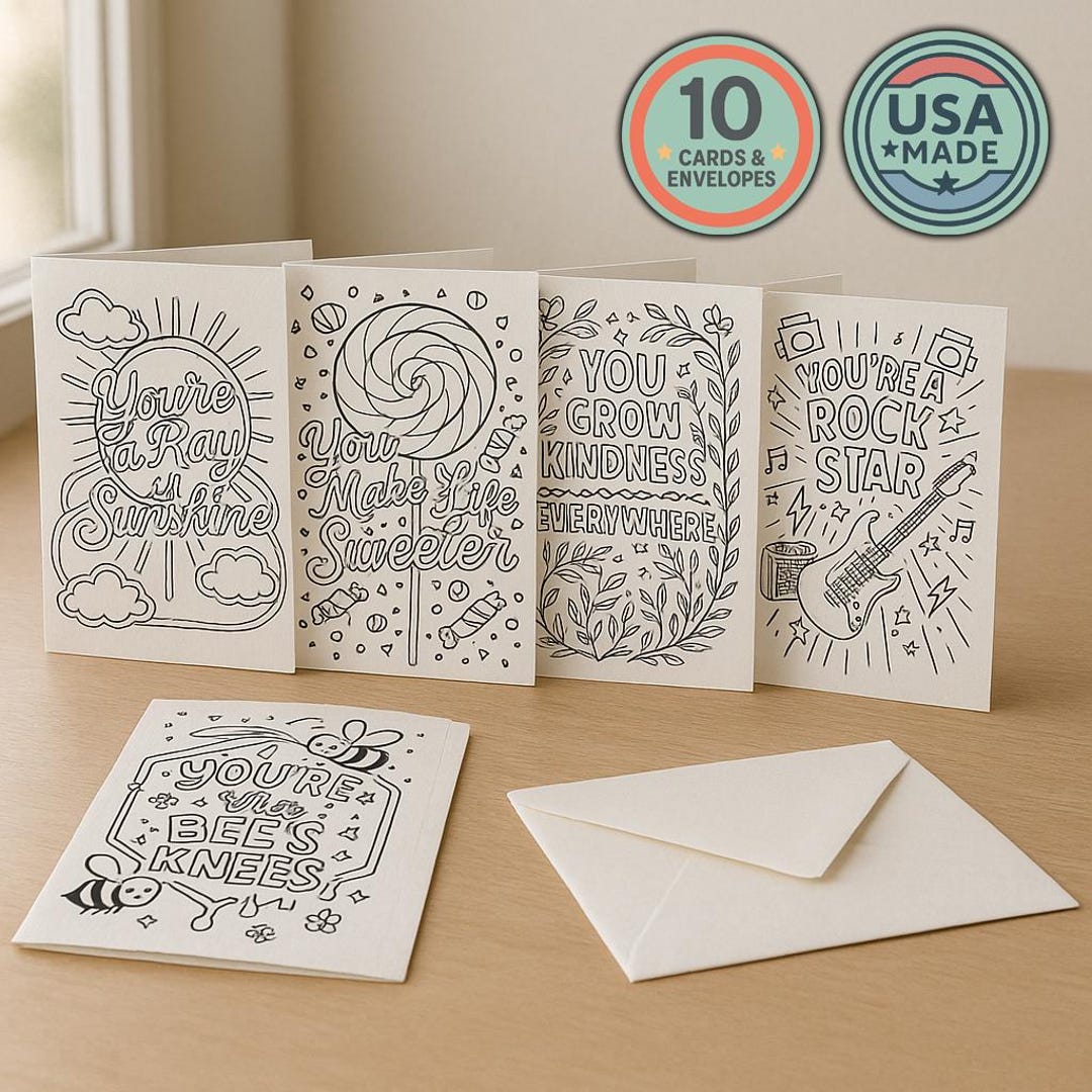 Color-your-own Compliment Cards | Instant Download | 5 Printable ...