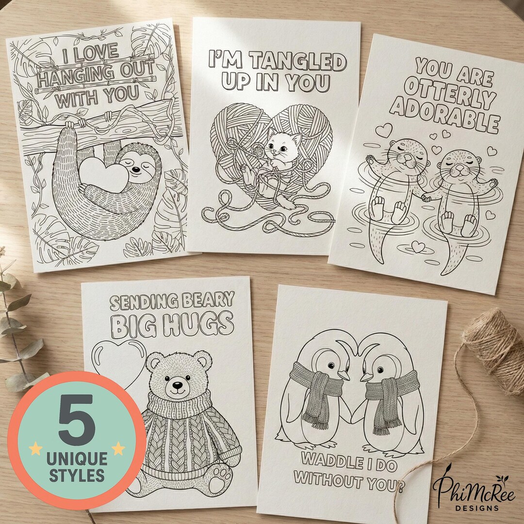 Printable Valentine's Day Cards | Animal Puns Coloring Activity ...