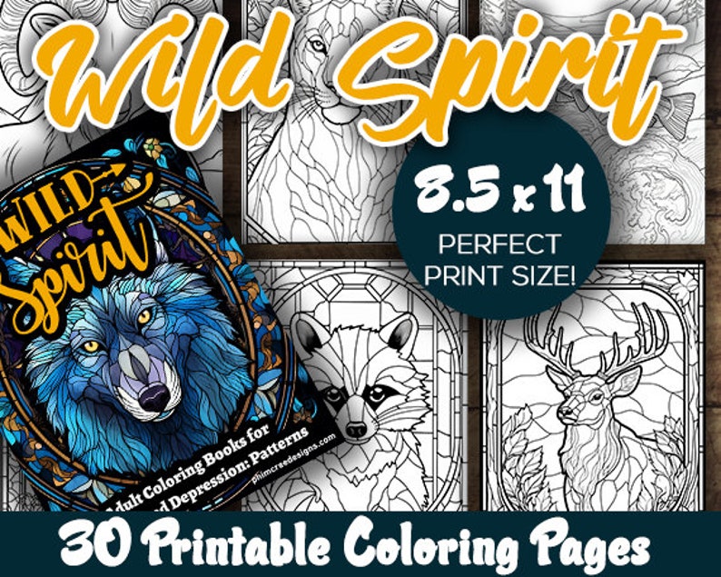 Stained Glass Animal Coloring Book: North American Wildlife (30 ...