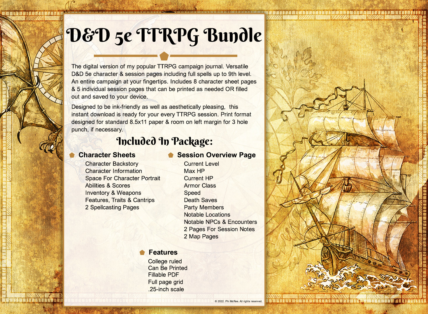 BUNDLE D&D 5e Character AND Session Sheets Printable AND Fillable ...