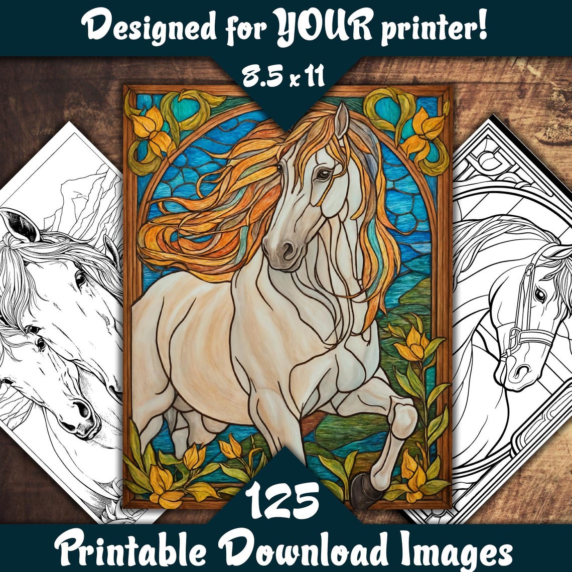 Horse Coloring Book Bundle | 125 Printable Pages | Adult Horse Coloring ...
