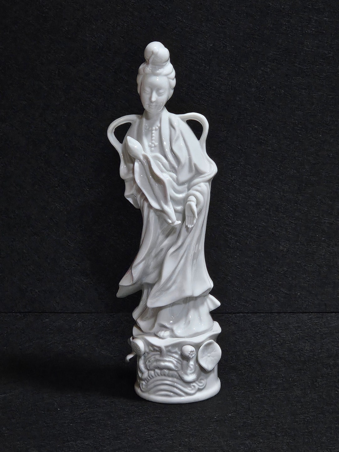 Vintage 12" Tall Porcelain Geisha Statue HOMCO With Lotus Flower Glossy ...
