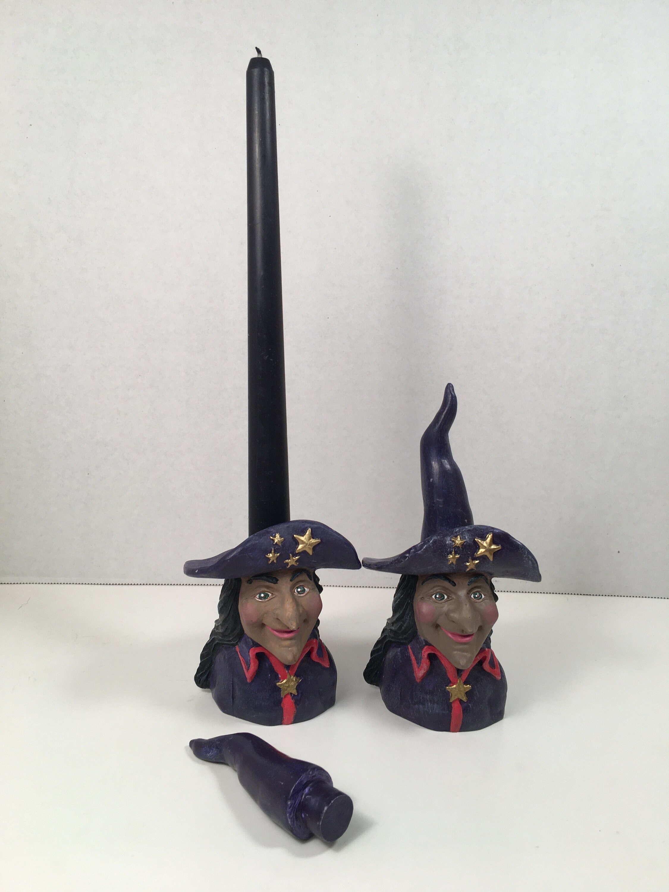 Vintage Witch Candlestick Holders, Vintage Halloween Witch Candle ...