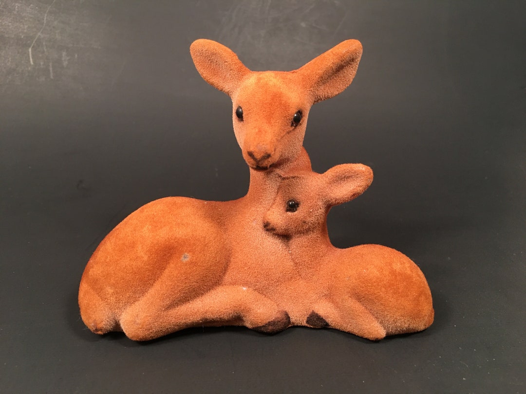 Vintage Flocked Deer, Vintage Flocked Doe and Fawn, Vintage Flocked ...