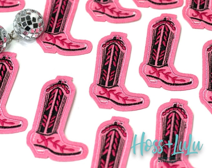 Cowboy Boot Patch, Iron on Patch, Pink and BLACK Boot Patch, DIY Patch ...