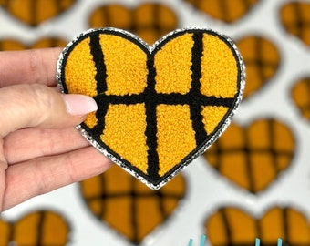 Basketball GOLD Glitter Heart Patch, DIY Patch, Basketball Iron on Patch, Chenille Patch - Etsy