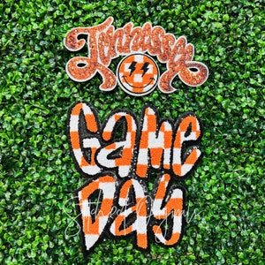 Orange Checkered Game Day Patch, Iron on Patch, Chenille Sequin Patch, DIY Patch, Preppy ...