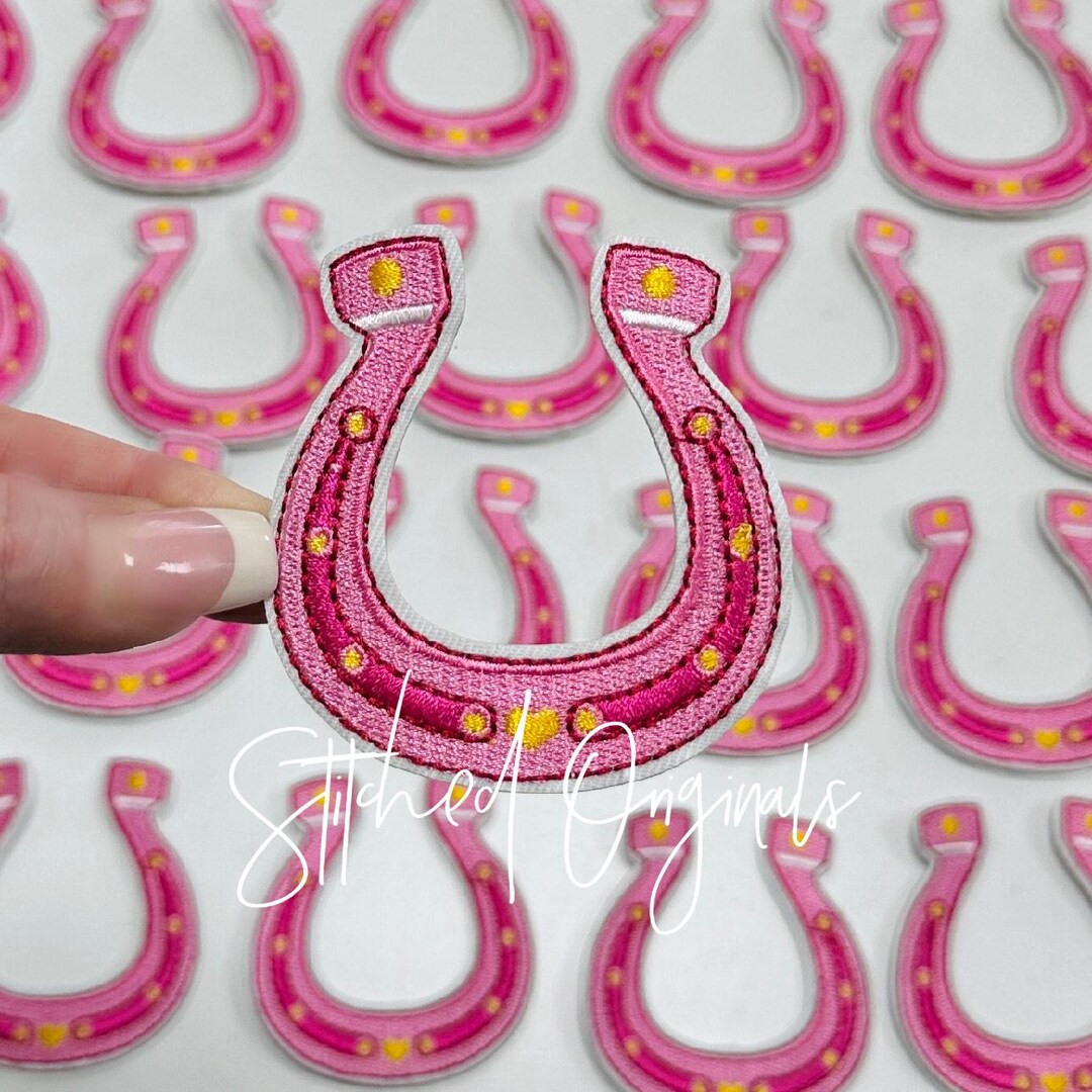 Pink Horseshoe Patch, Trucker Cap Patch, Iron On, DIY Patch, Cowgirl ...