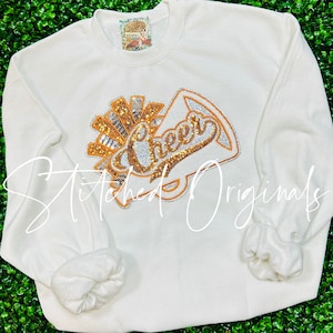 Cheer Chenille and SILVER Sequin BLING Megaphone Patch, Cheer Patch ...