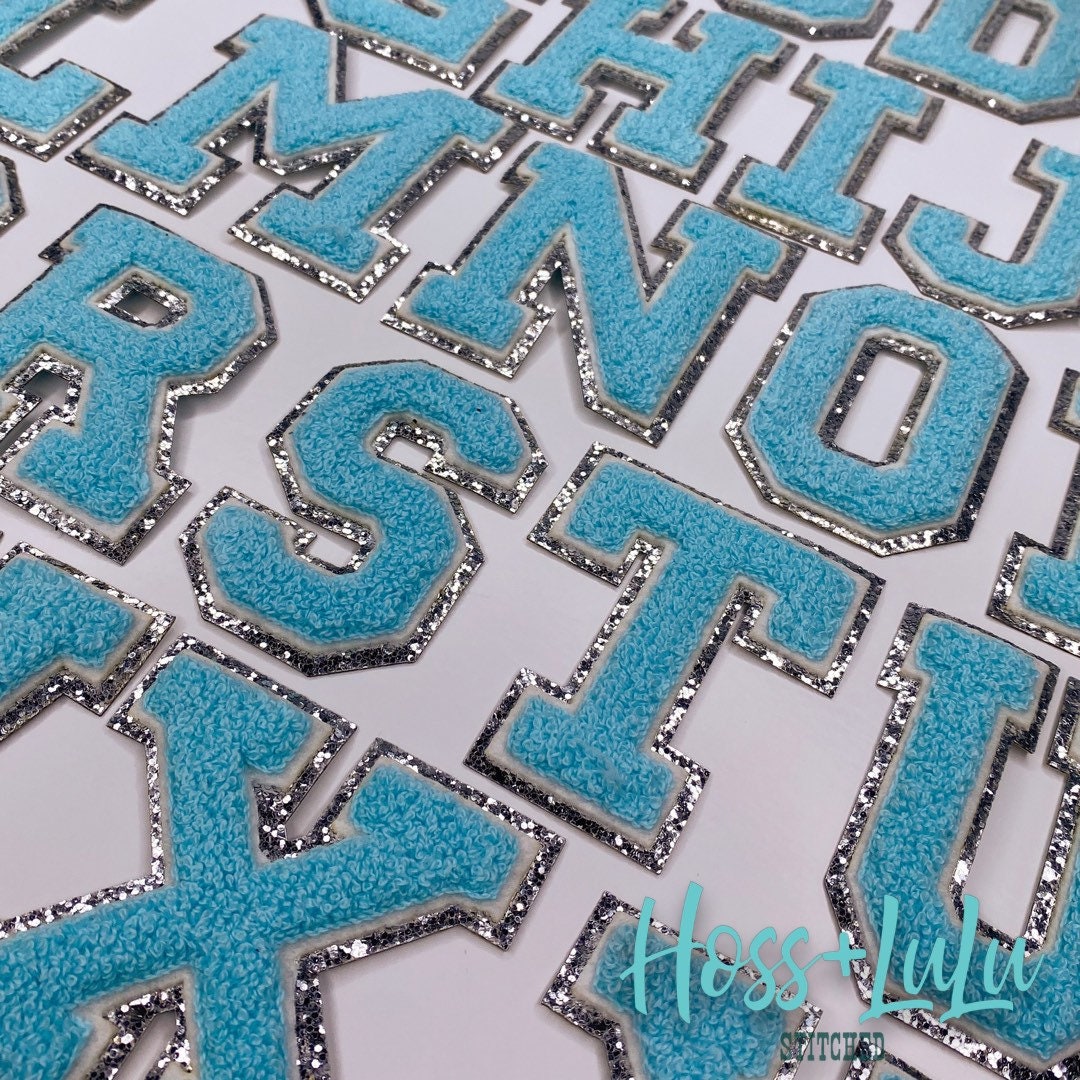 NEW Light Blue 3.12 Chenille Letters SILVER Glitter - Etsy